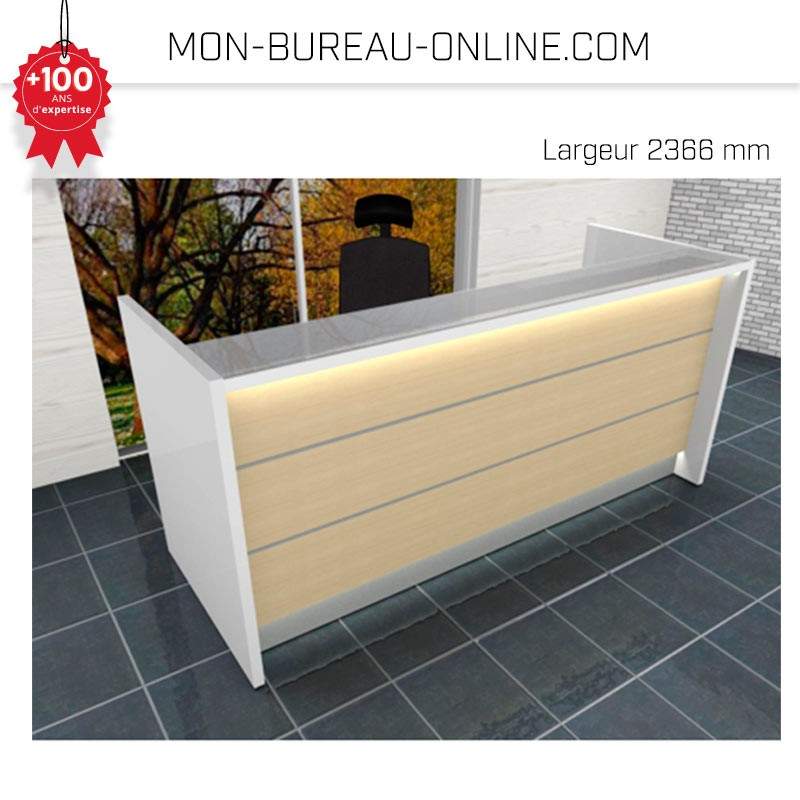 Comptoir d'accueil modulaire droit et lumineux - 15 coloris