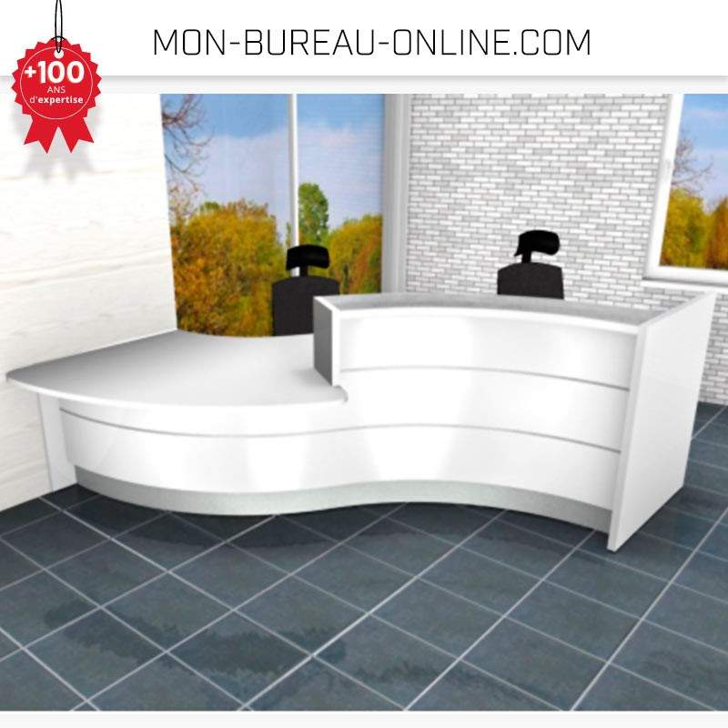 Banque d'accueil et réception avec comptoir PMR - 3.45 m -15 Coloris