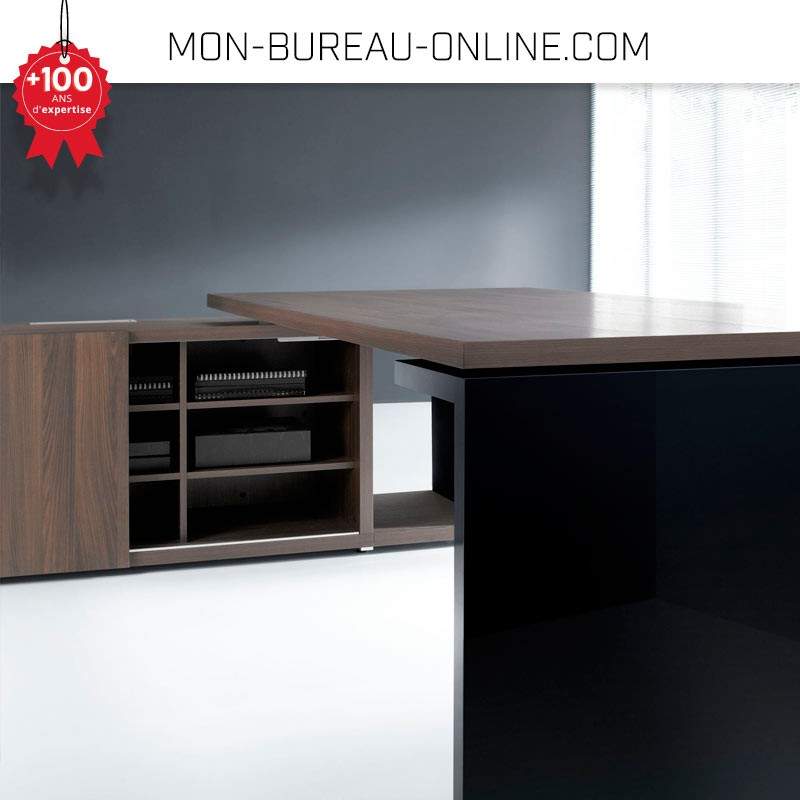 Bureau de direction avec retour et meuble de rangement - Haut de gamme - Mito