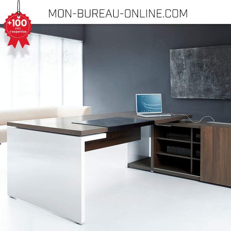 Bureau de direction avec retour et meuble de rangement - Haut de gamme - Mito