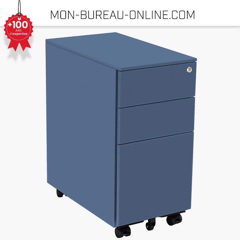 Caisson de Bureau Moderne - 3 Tiroirs pour Dossiers Suspendus - Bleu