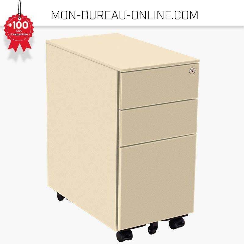 Caisson de bureau moderne à 3 tiroirs pour dossiers suspendus - Beige