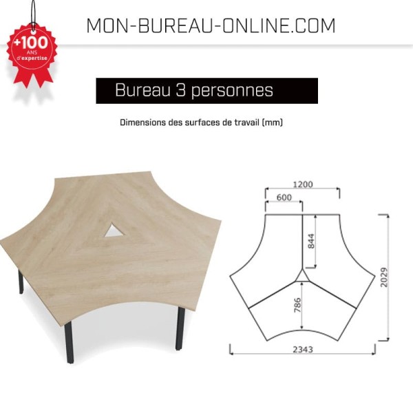 Bureau Open Space 3 personnes Ogi A -Au Meilleur Prix