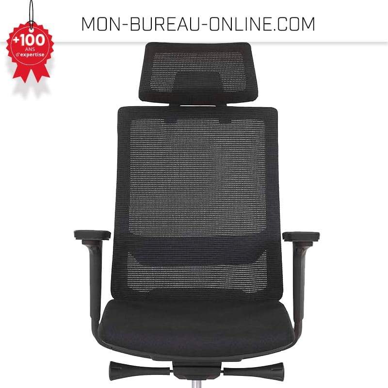 Siège de bureau ergonomique Noir réglable avec accoudoirs et têtière