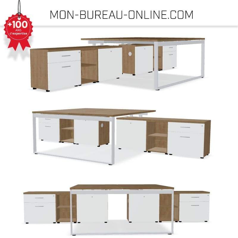 Bureau 2 personnes avec rangement pour Open Space